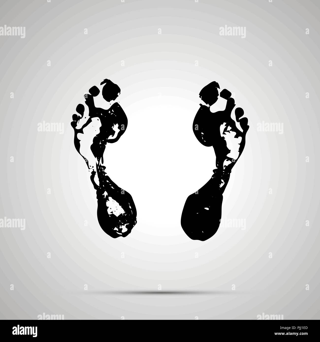 Imprints of bare human foots, simple black icon with shadow Stock ...