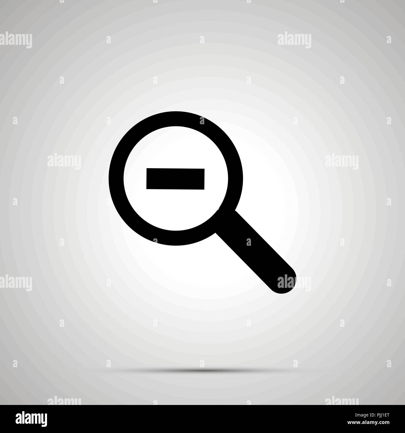 Magnifying glass with minus symbol, zoom-out simple black icon on gray ...