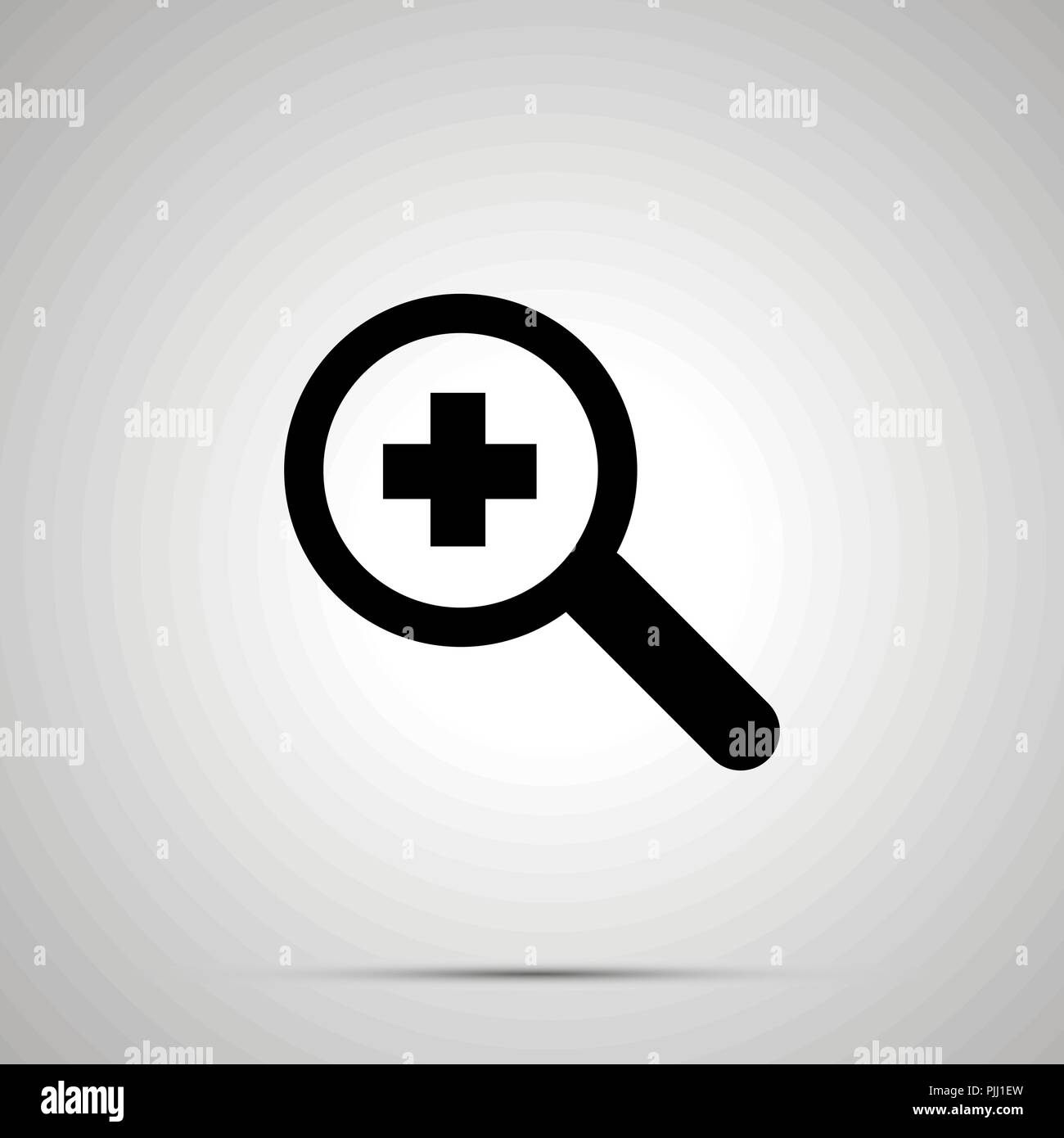 Magnifying glass with plus symbol, zoom-in simple black icon with ...
