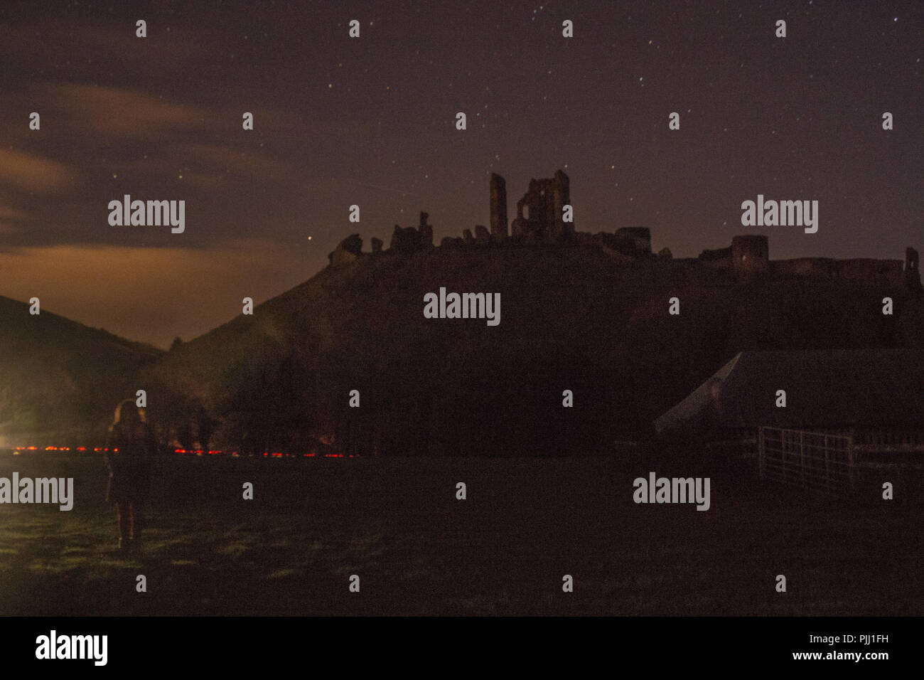 Ghostly view of Corfe Castle Stock Photo - Alamy