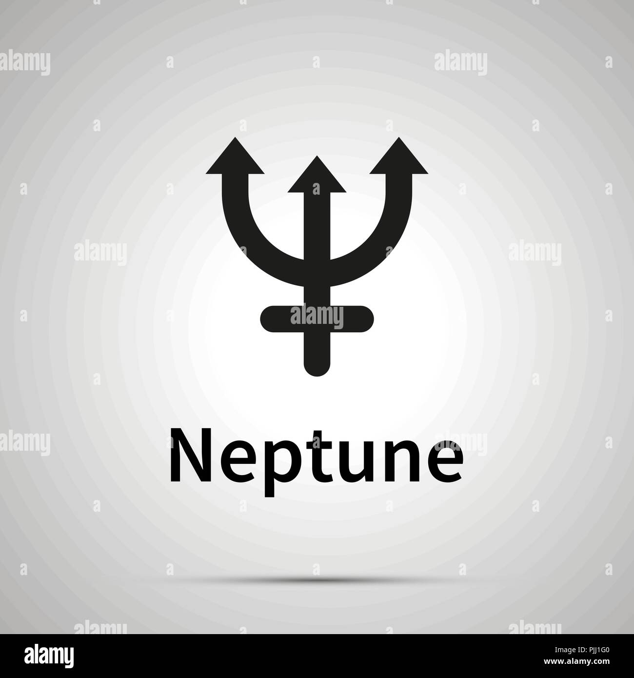Neptune astronomical sign, simple black icon with shadow Stock Vector ...