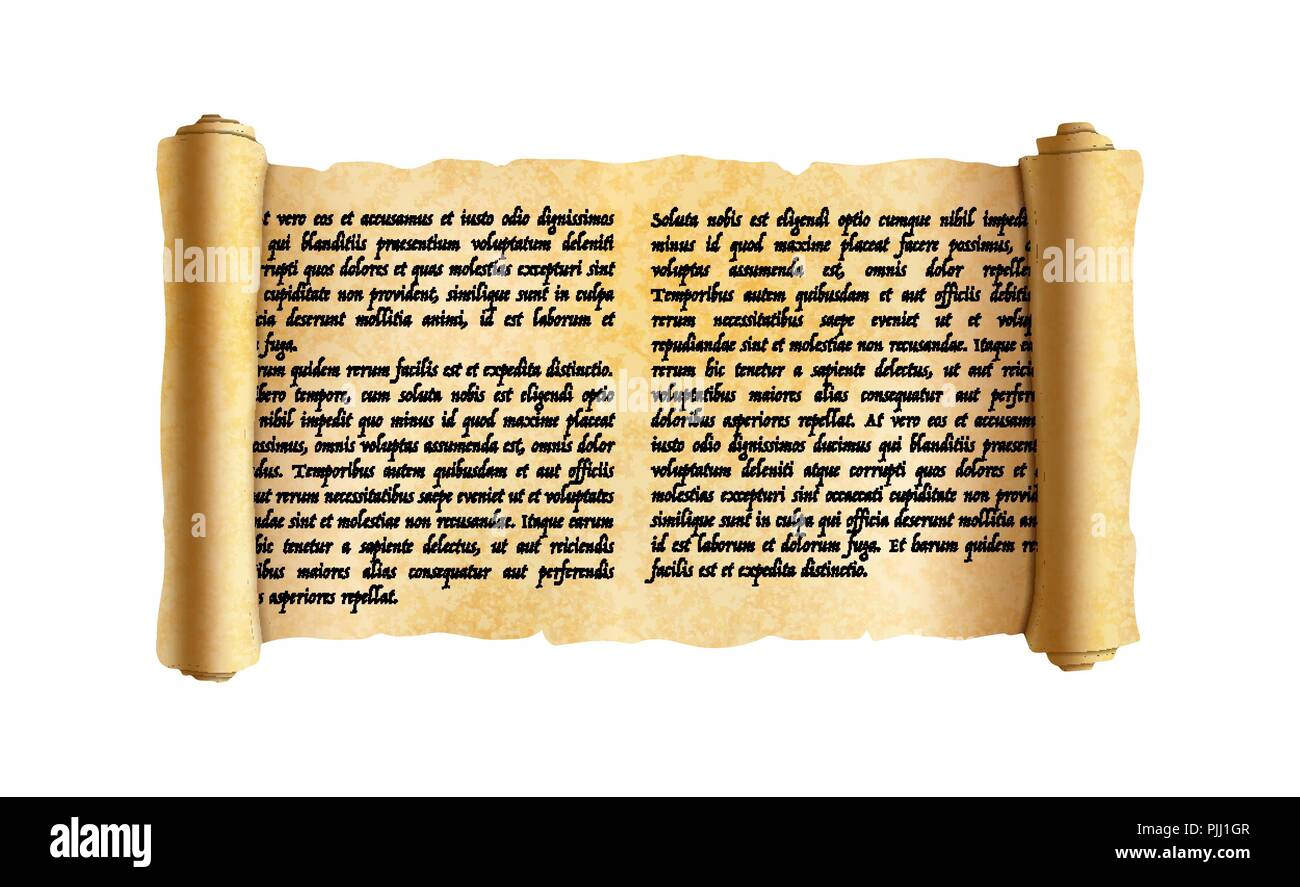 Old textured wide papyrus scroll with ancient latin text without any ...