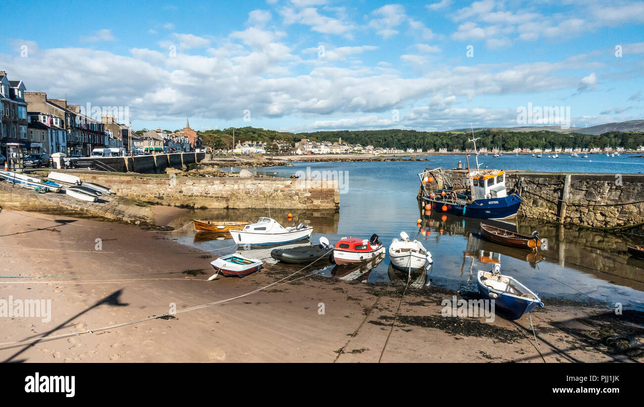 Small boats in the harbour in Millport, Isle of Cumbrae, looking back ...
