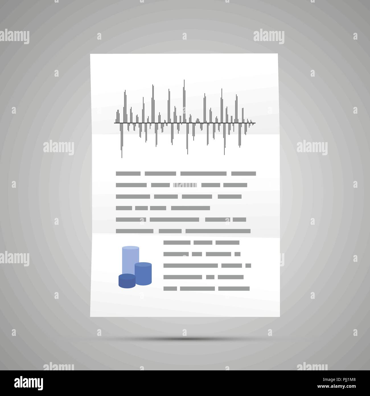 Science report with complicated graphs, A4 size document icon with ...