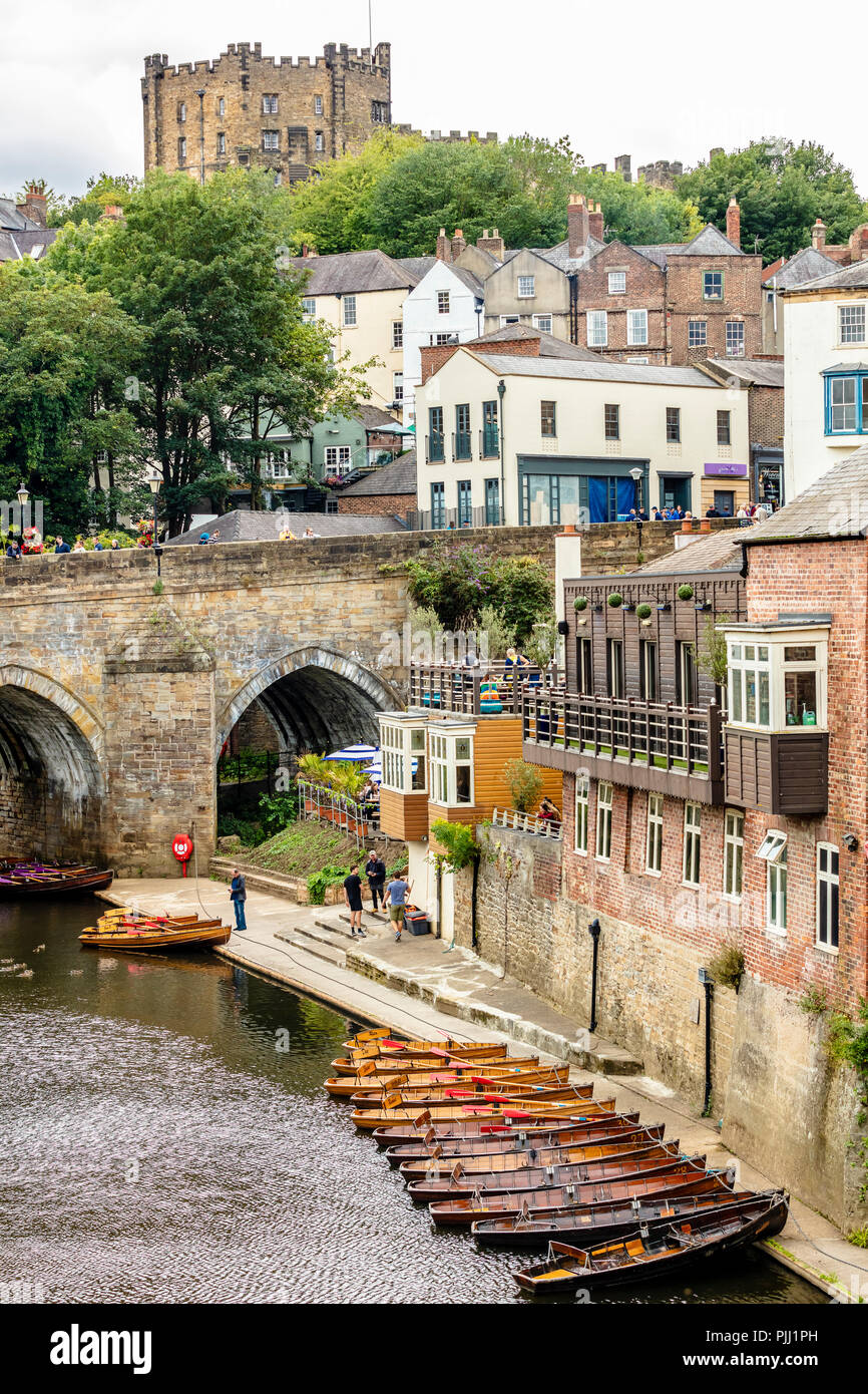 Durham city centre historic architecture and street scene along Elvet ...