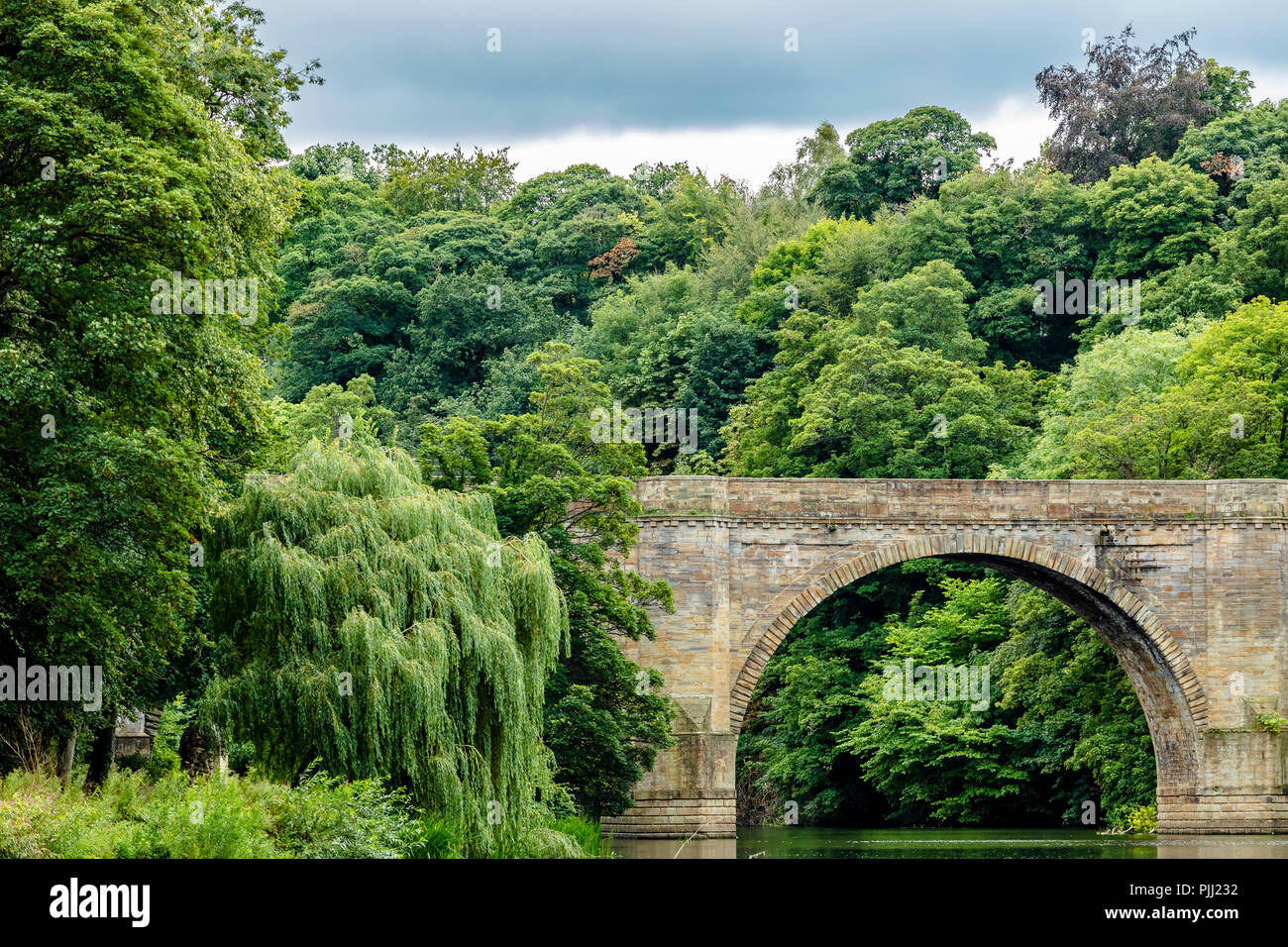 View from downstream of Prebends Bridge, one of three stone-arch ...
