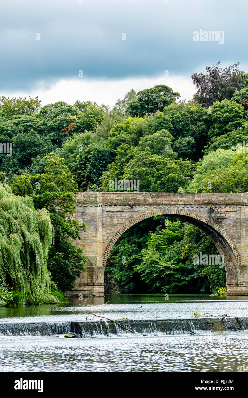 View from downstream of Prebends Bridge, one of three stone-arch ...