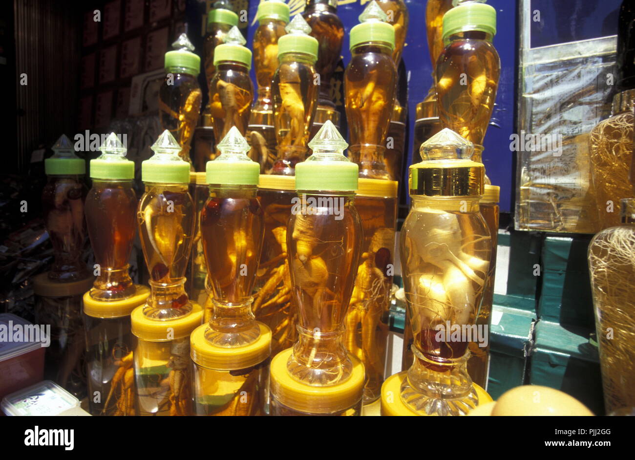 ginseng in a shop on a market in the city of Seoul in South Korea in ...