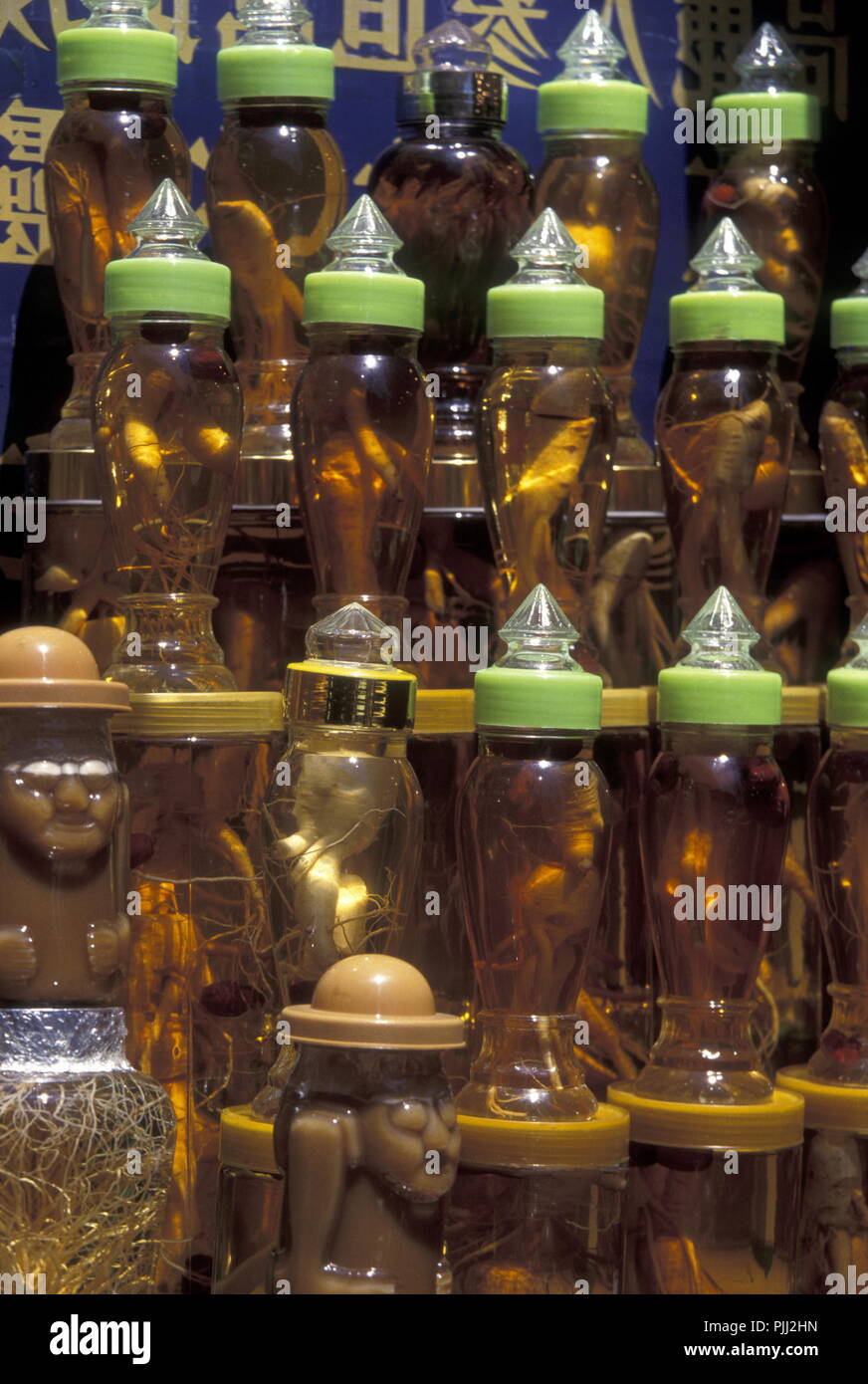 ginseng in a shop on a market in the city of Seoul in South Korea in ...