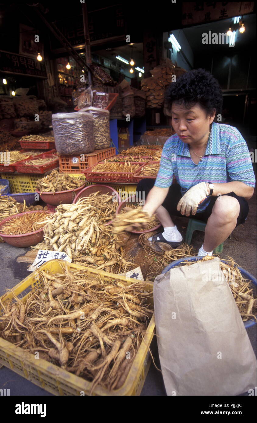 ginseng in a shop on a market in the city of Seoul in South Korea in ...