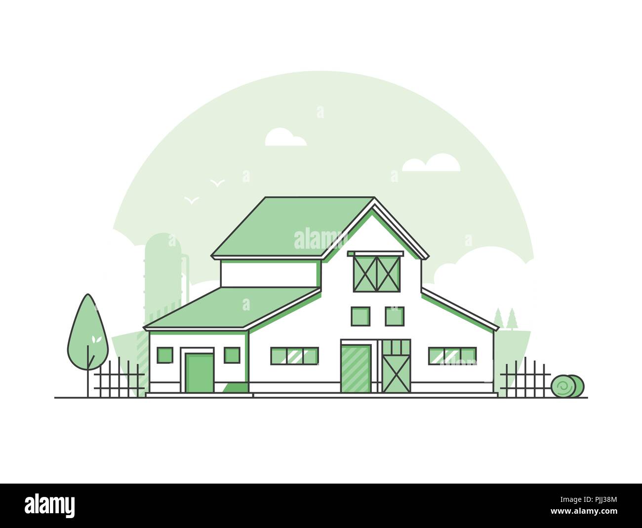 Country life - modern thin line design style vector illustration Stock ...