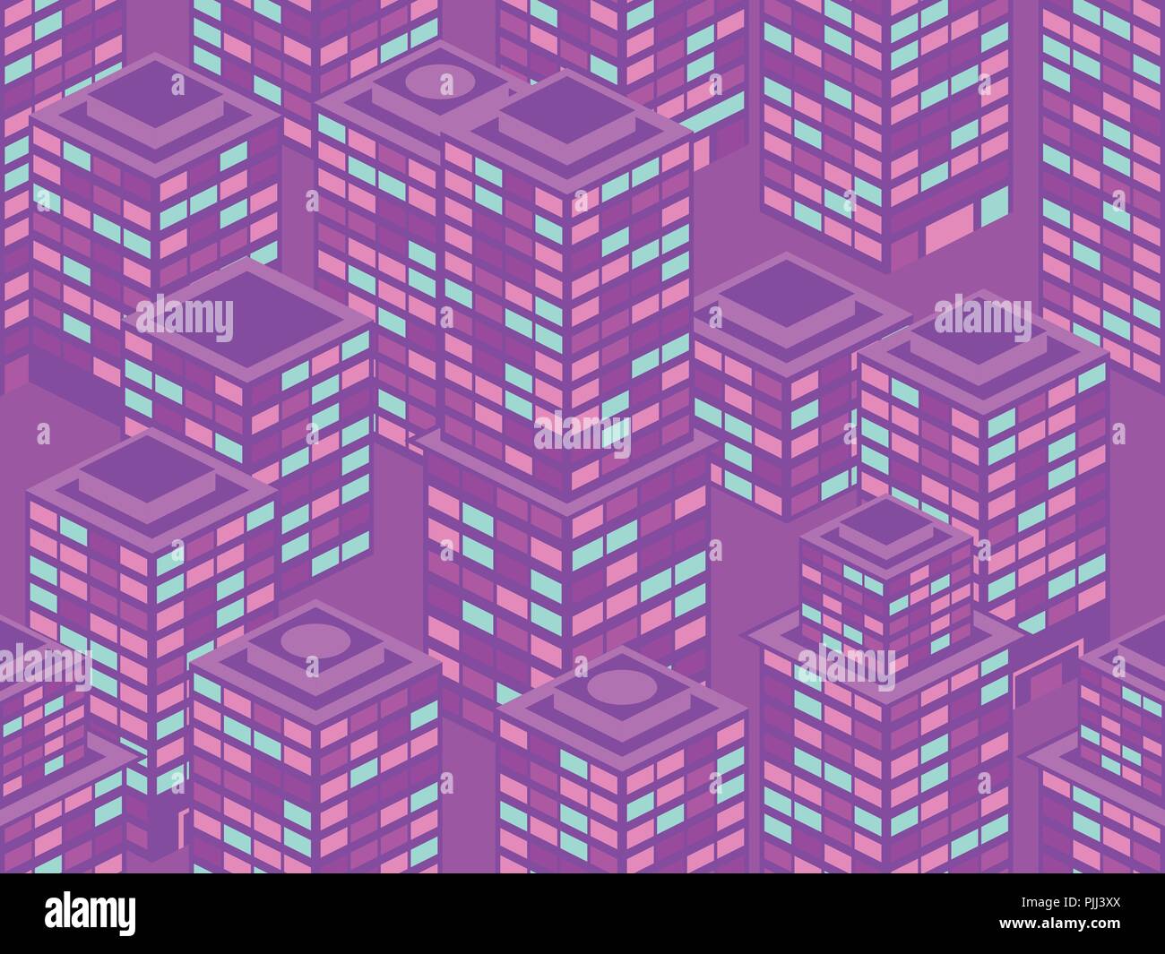 Skyscrapers seamless pattern. Isometric city buildings, metropolis ...
