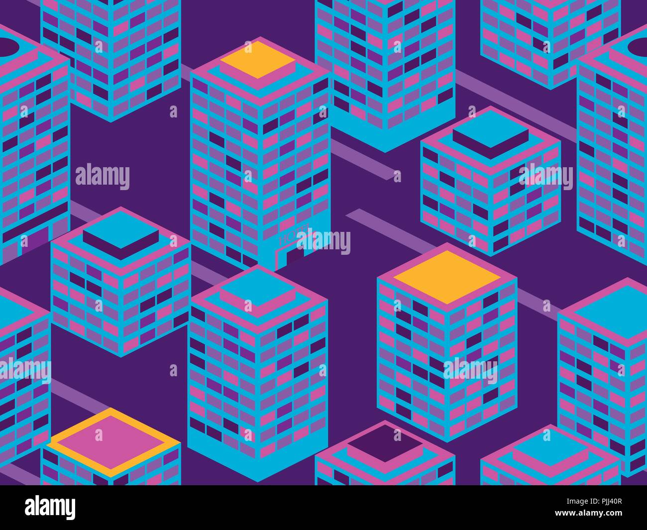 Skyscrapers seamless pattern. Isometric city buildings, metropolis ...