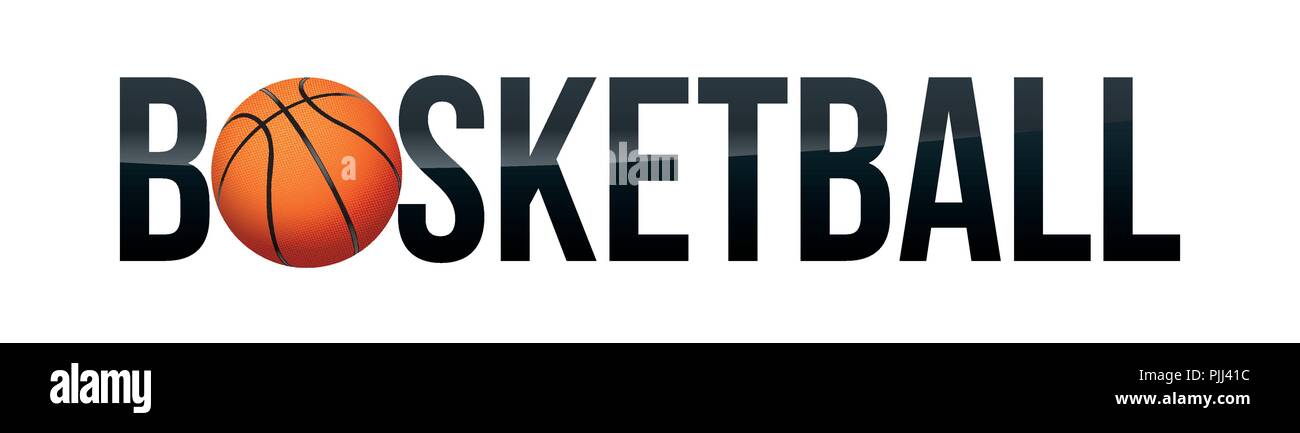The word BASKETBALL with a realistic ball on a white background. Vector ...