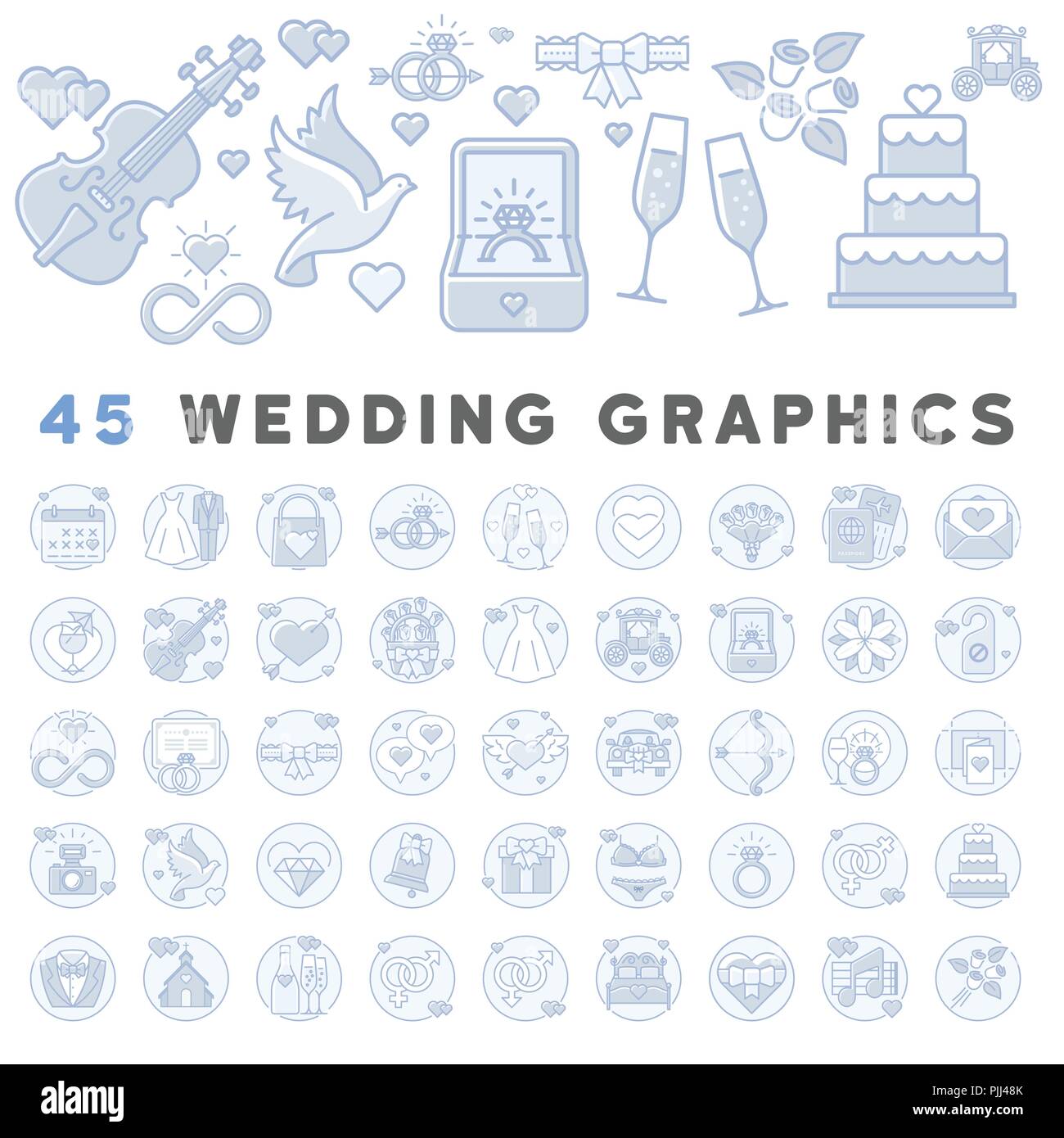 45 Wedding icons in Blue Outline Stock Vector Image & Art - Alamy