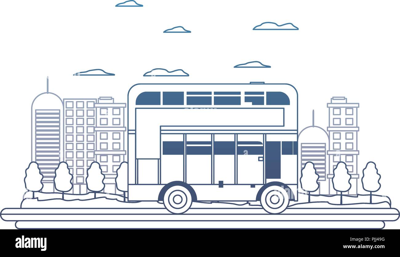 degraded line building and urban london bus in the city street Stock ...