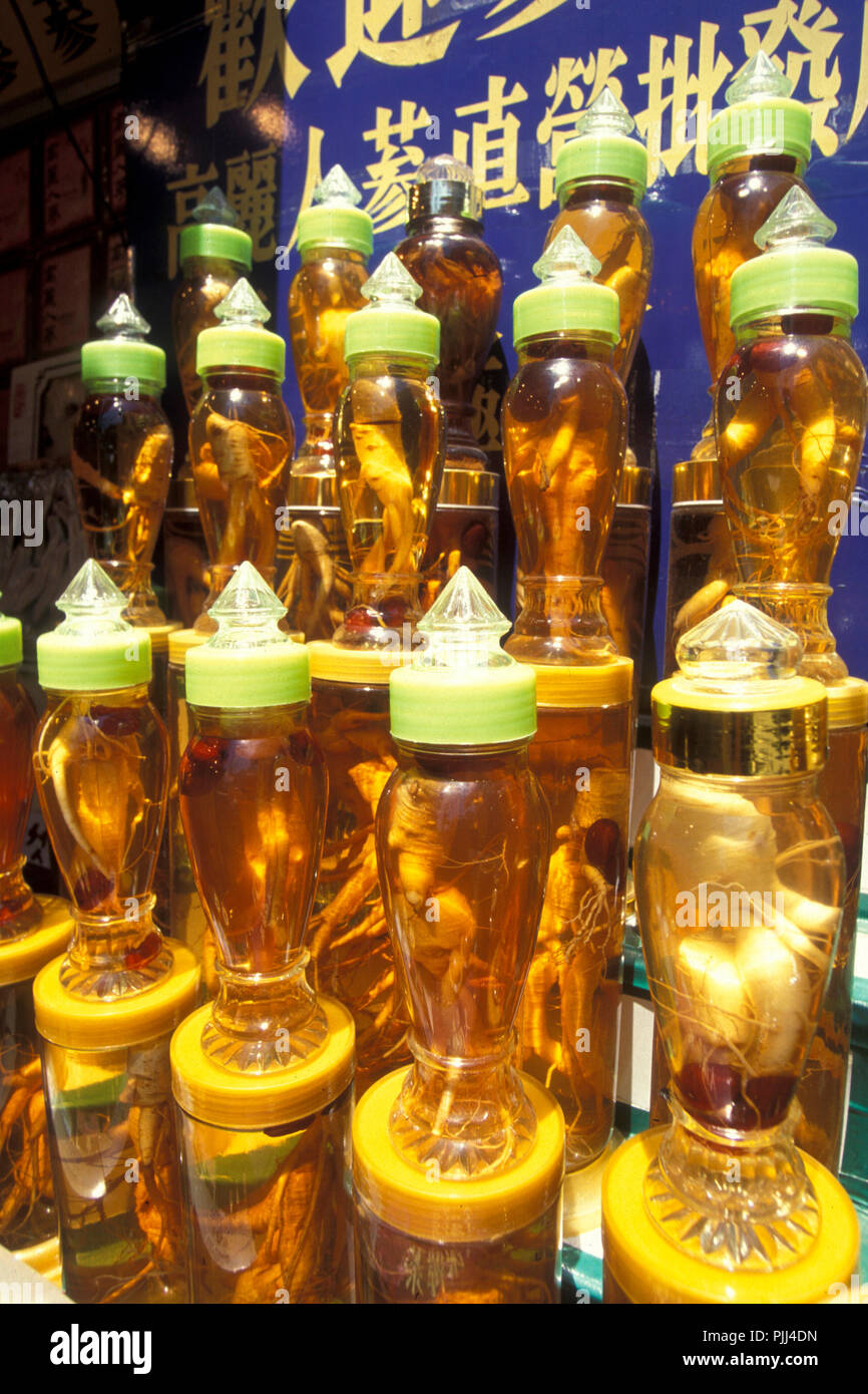 ginseng in a shop on a market in the city of Seoul in South Korea in ...