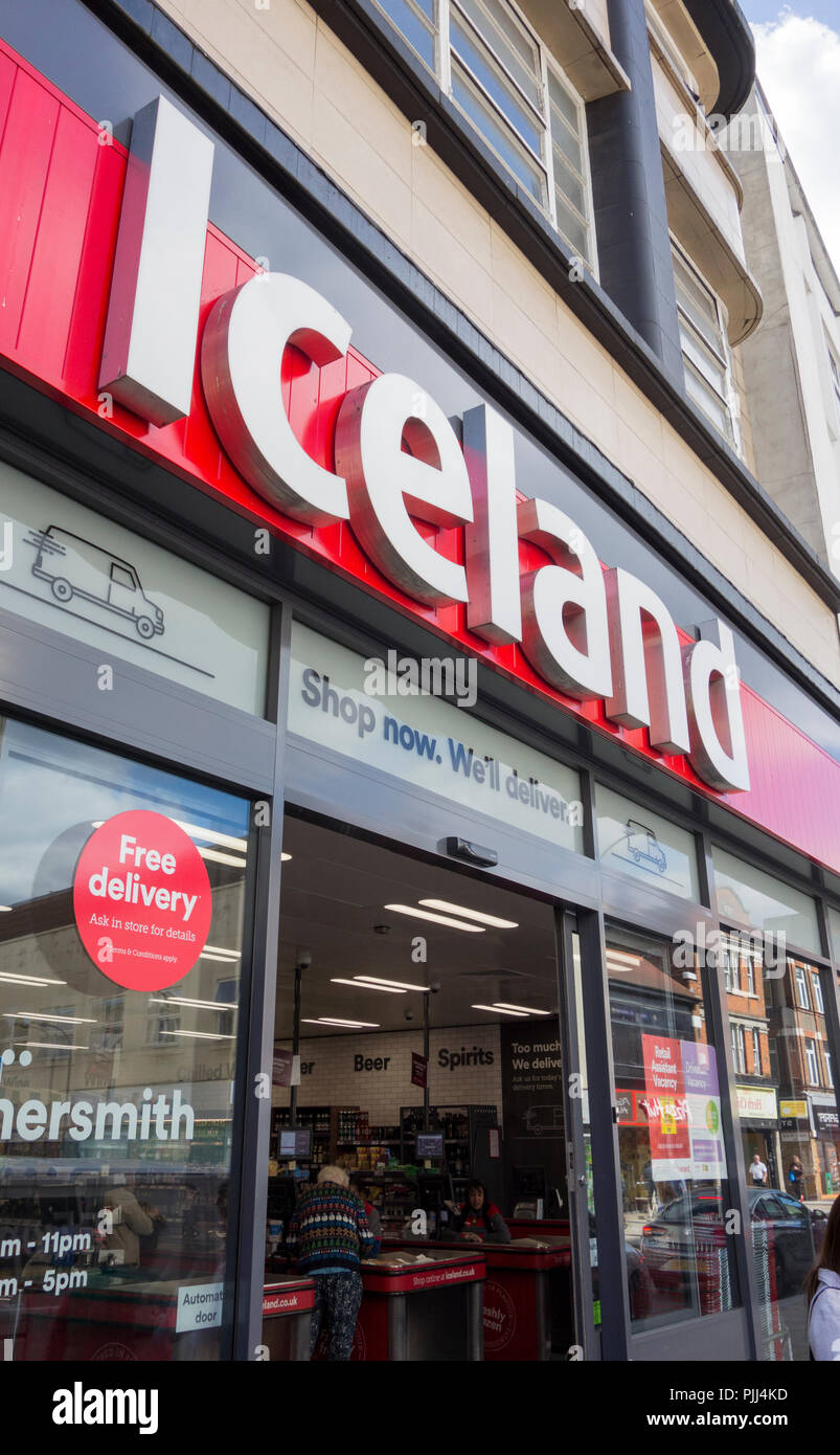 Iceland Supermarket sign, King Street, Hammersmith, London, W6, UK ...