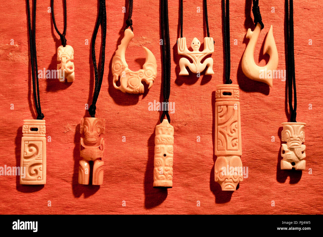 Oceania, French Polynesia, the Marquesas Islands, bone jewellery Stock ...