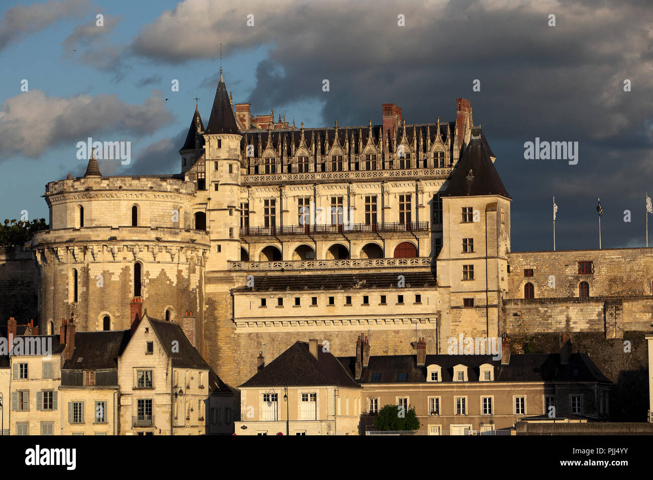 France, Amboise castle with the ramparts and the tower Stock Photo - Alamy