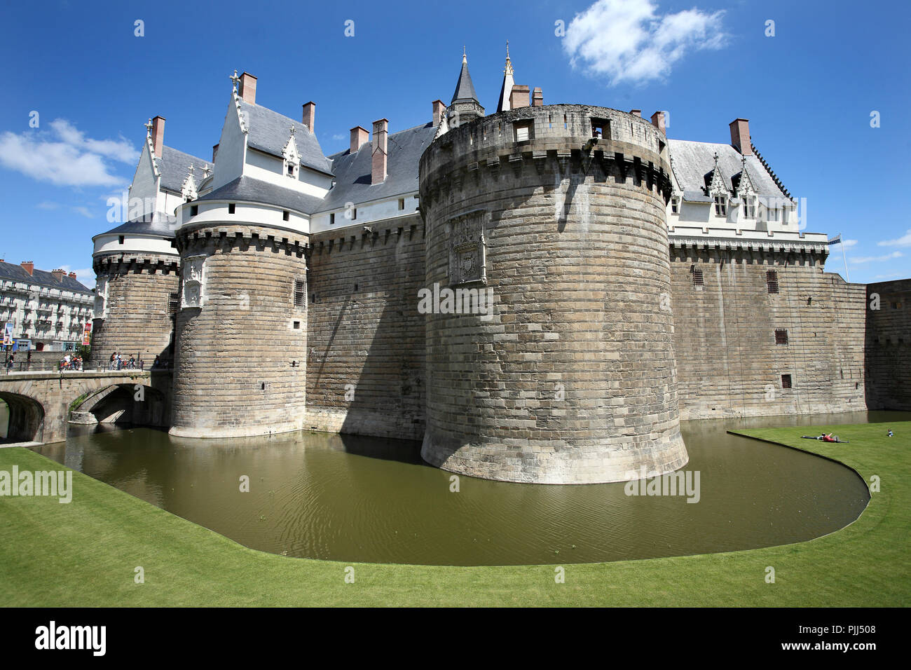 France, Medieval part of the Nantes castle in the city center, with its ...