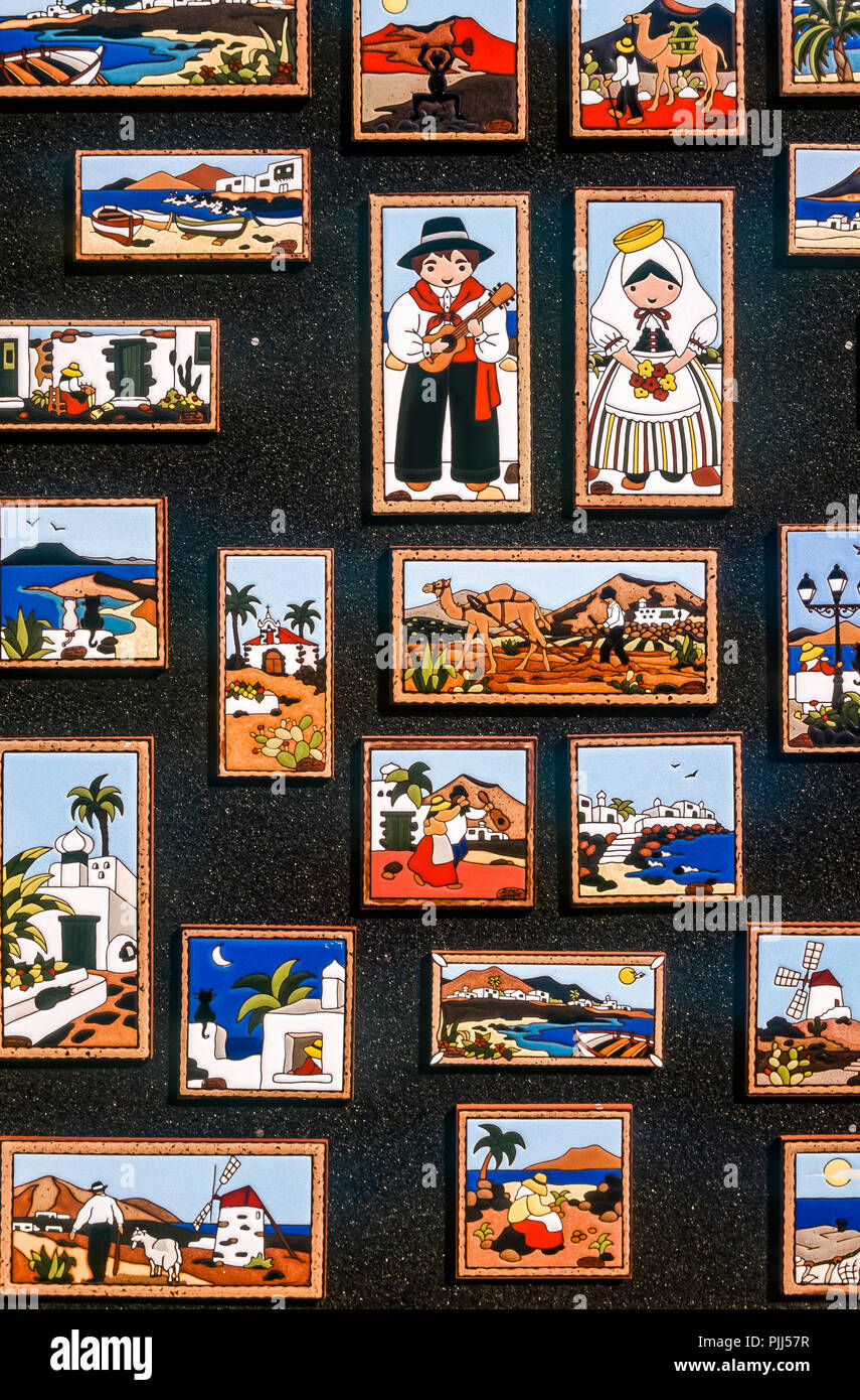 Spain Canarias Island Lanzarote Teguise handcrafted tiles Stock Photo ...