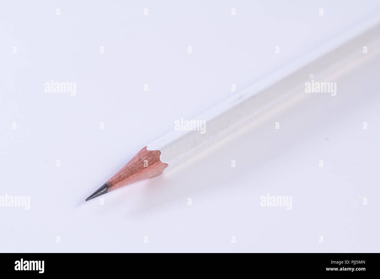 Single isolated white lead graphite pencil with a white background ...
