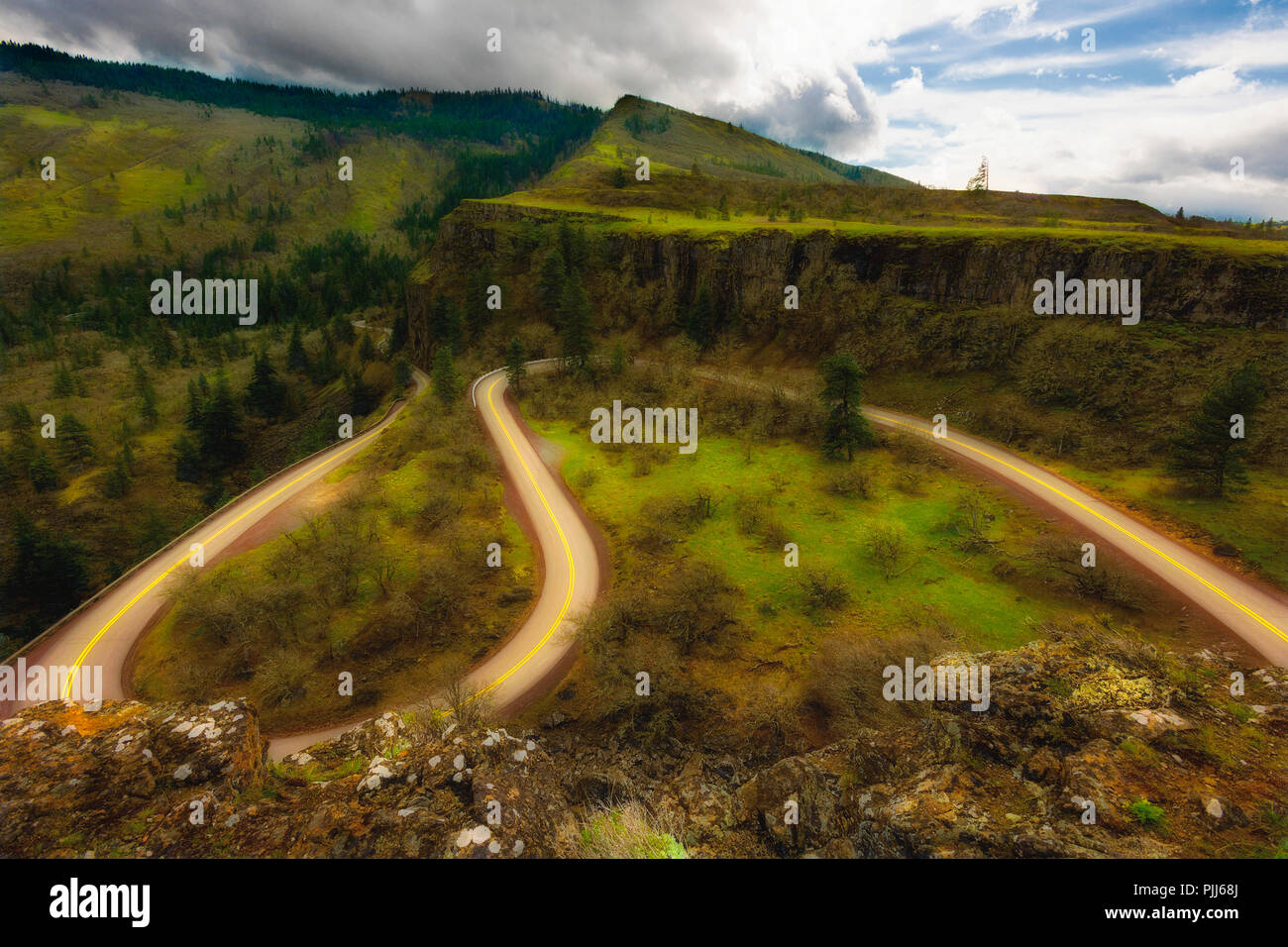 Historic Columbia River highway in Oregon Stock Photo - Alamy