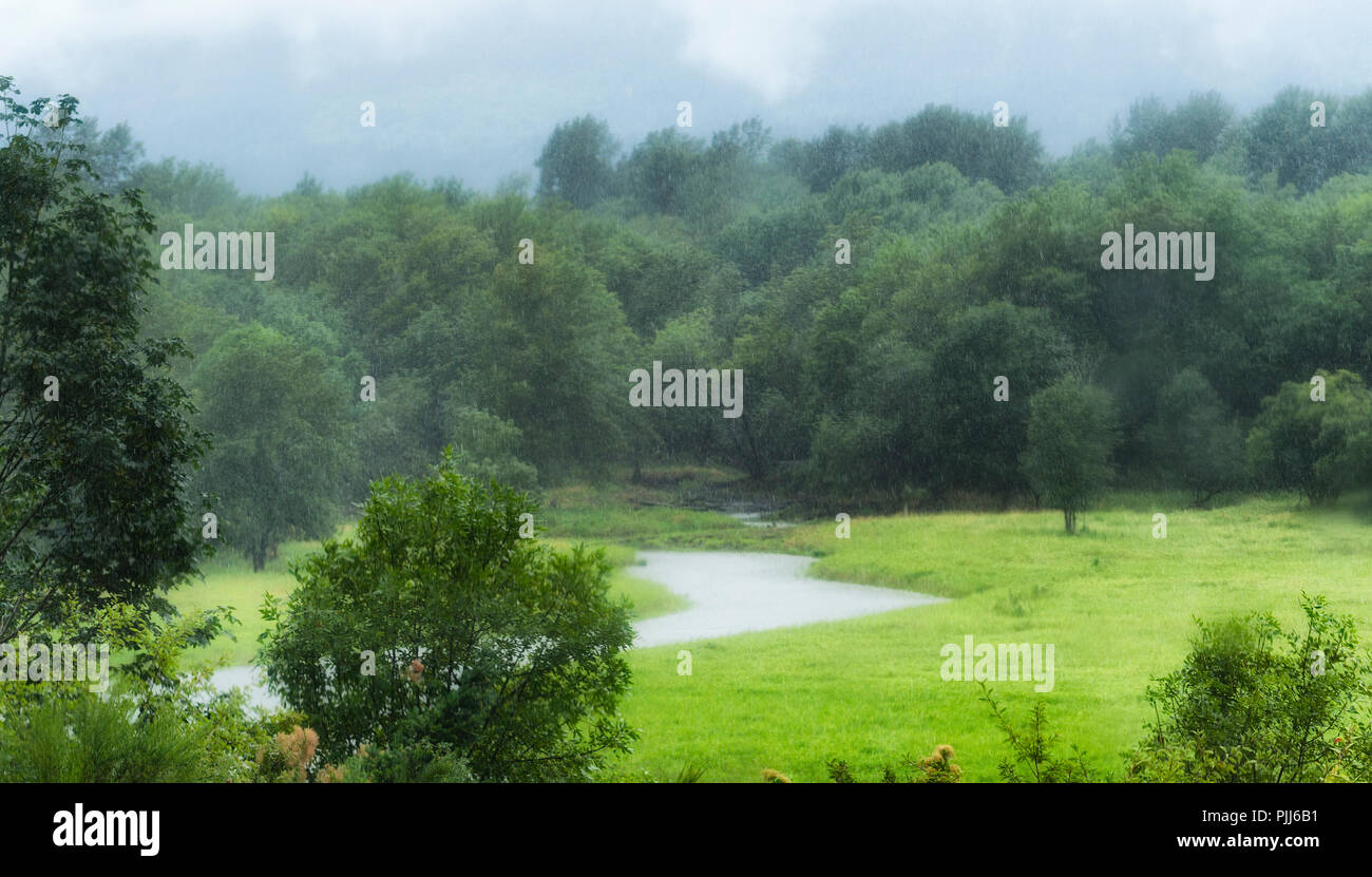 Rain falls in this landscape seen from the historical Columbia River ...