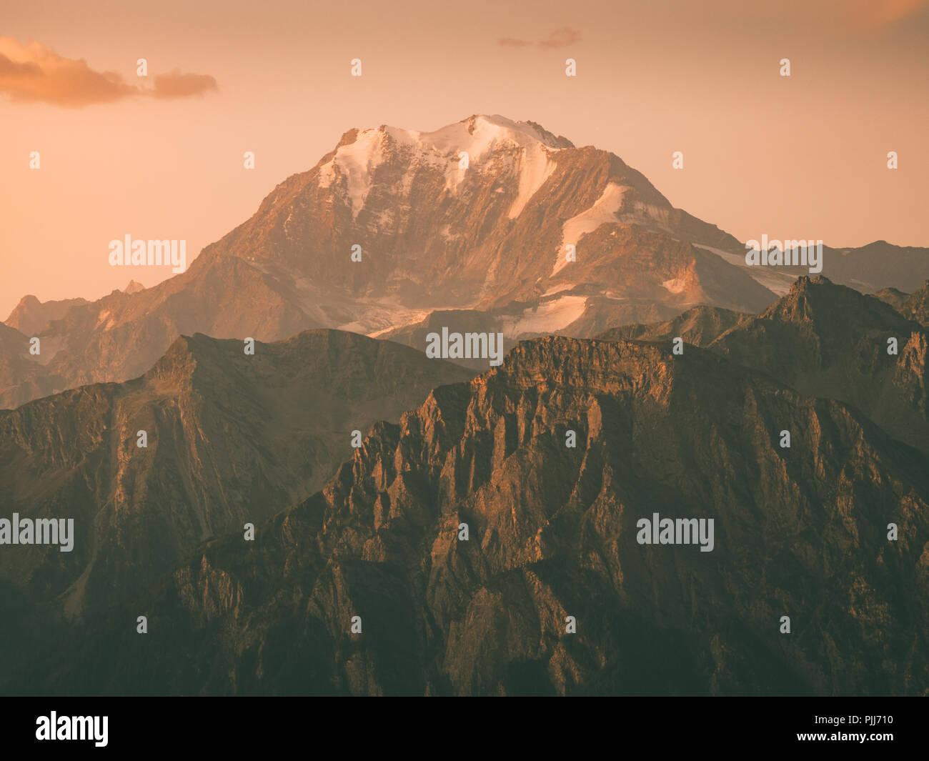 Sunset in the Swiss Alps Stock Photo - Alamy