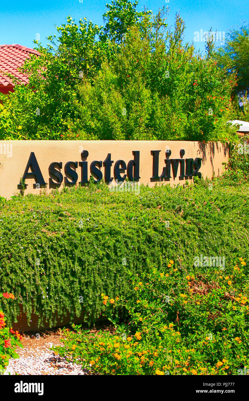 Assisted living community housing area entrance sign in Tucson, AZ ...