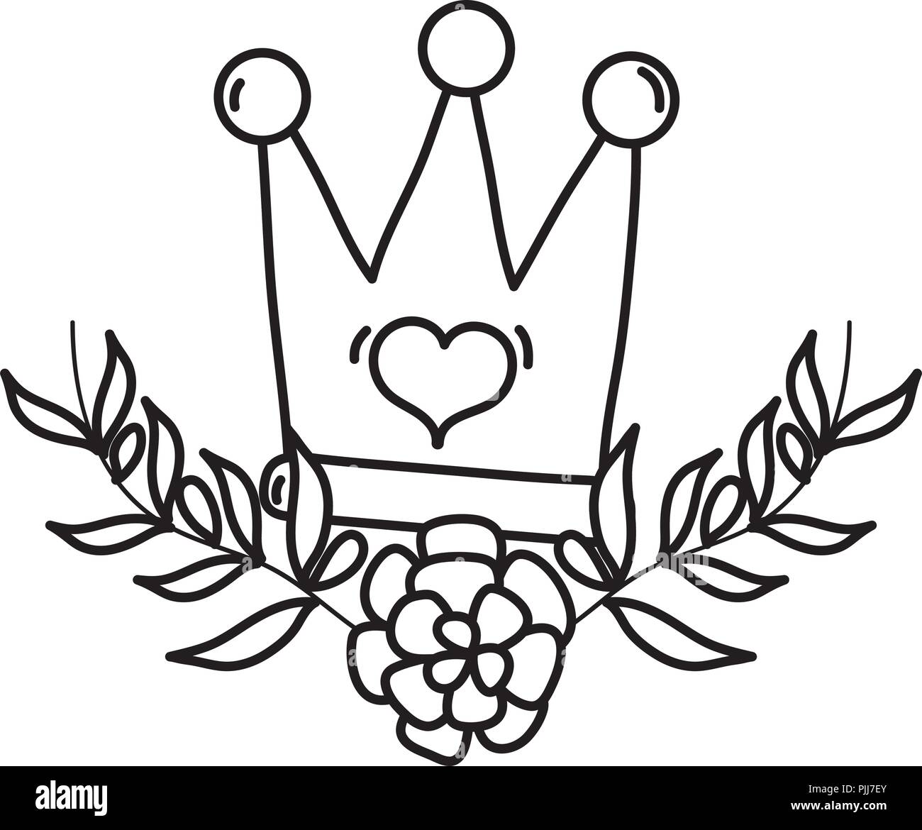 line crown royal with branches leaves and flower Stock Vector Image ...