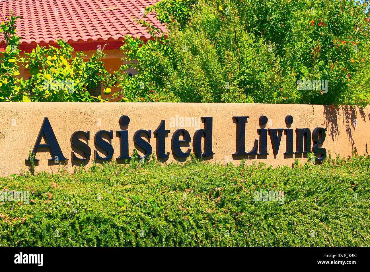 Assisted living community housing area entrance sign in Tucson, AZ ...