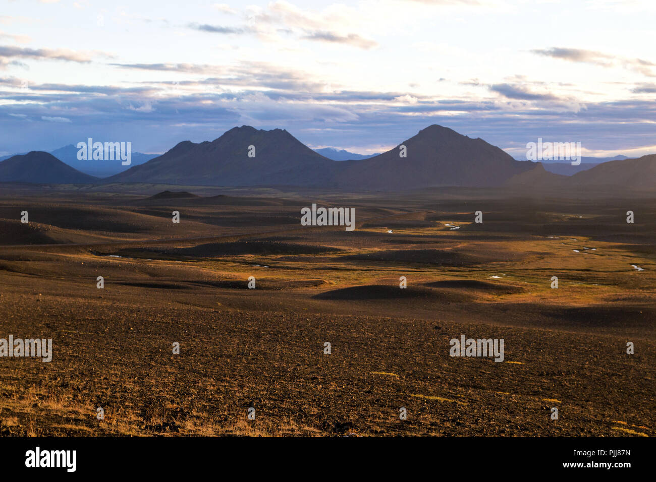Iceland`s inland. Central Highlands of Iceland, red brown mountain ...