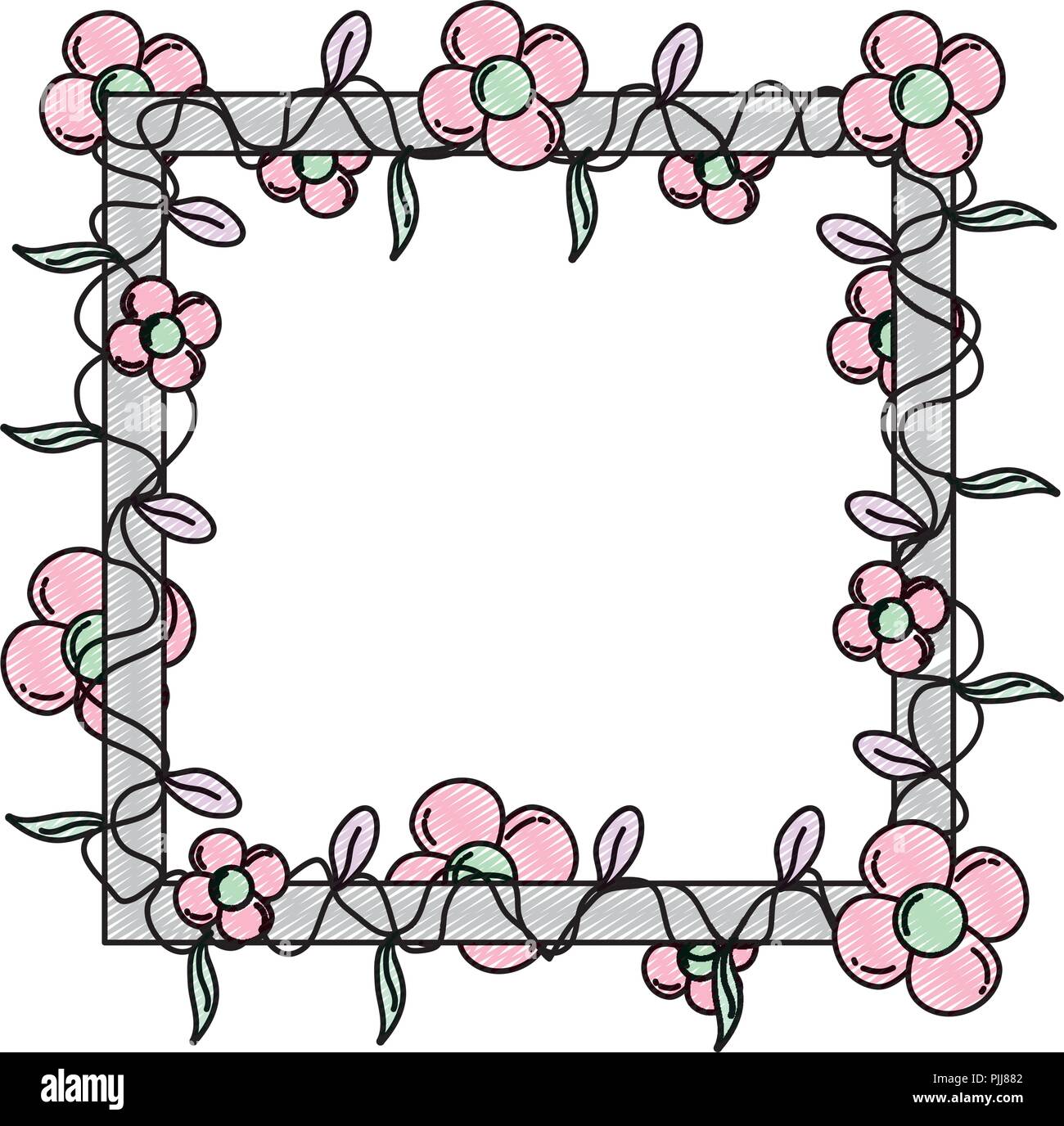 icon square flowers plants leaves style Stock Vector Image & Art - Alamy