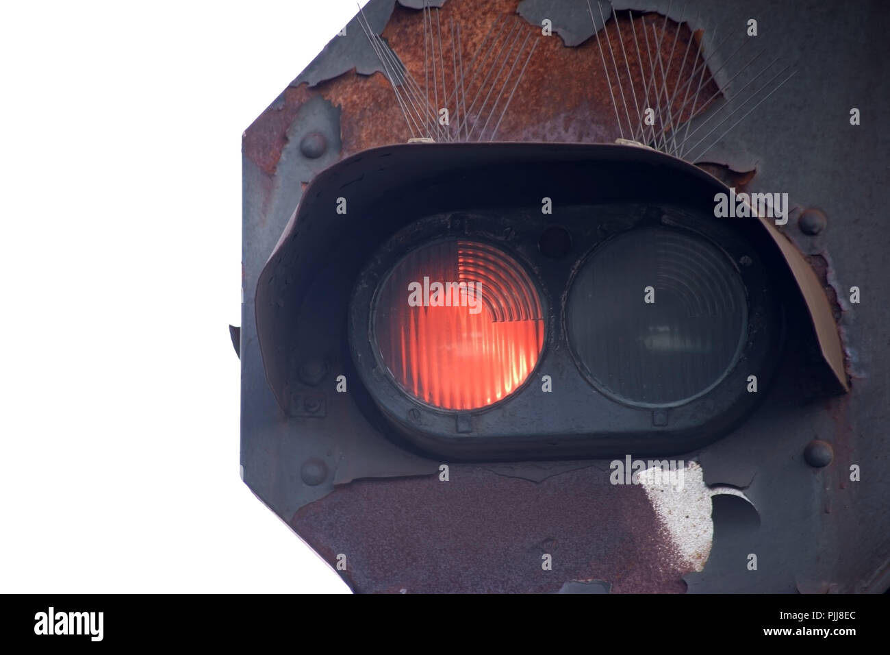 The close-up of a red and rusted stop signal for railways Stock Photo ...