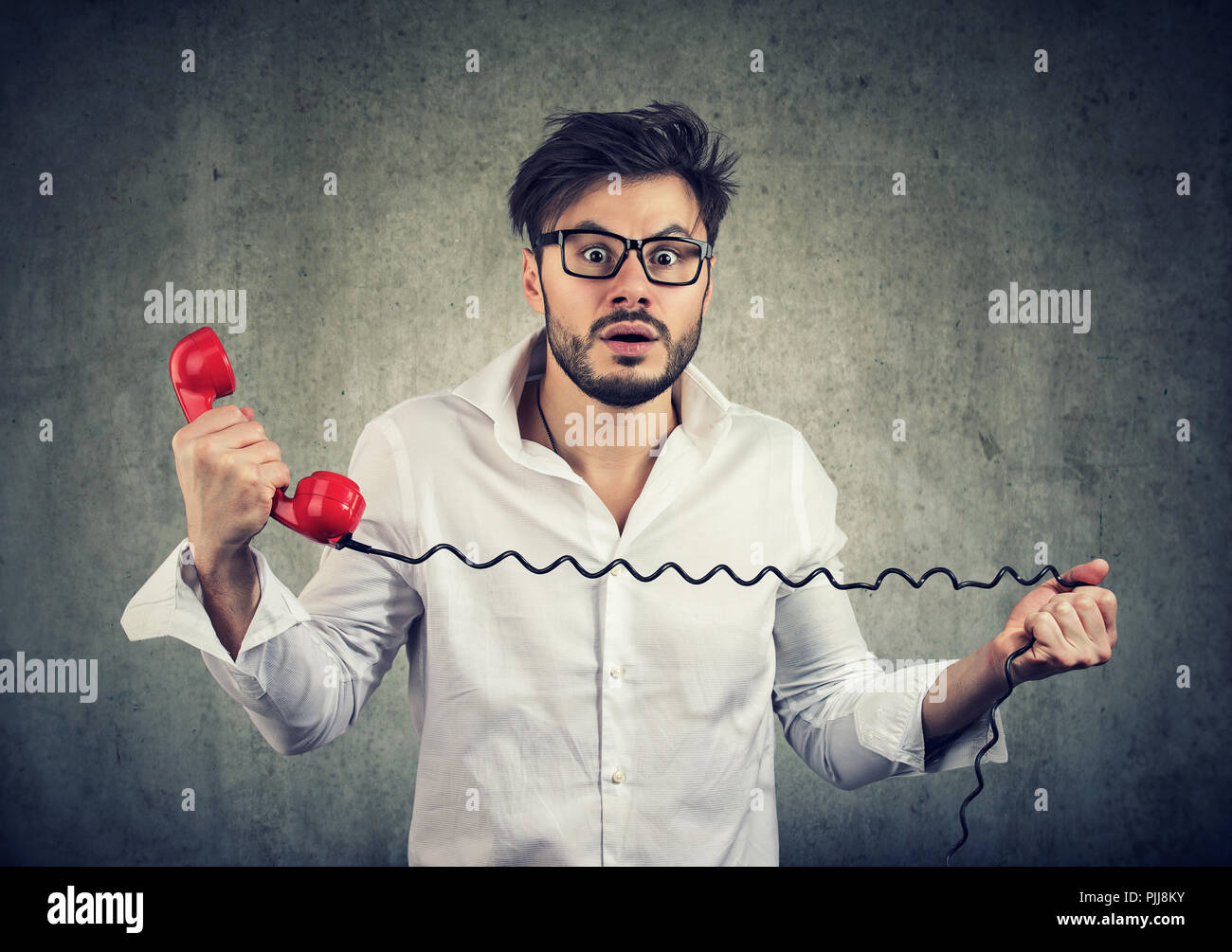 Shock telephone man hi-res stock photography and images - Alamy