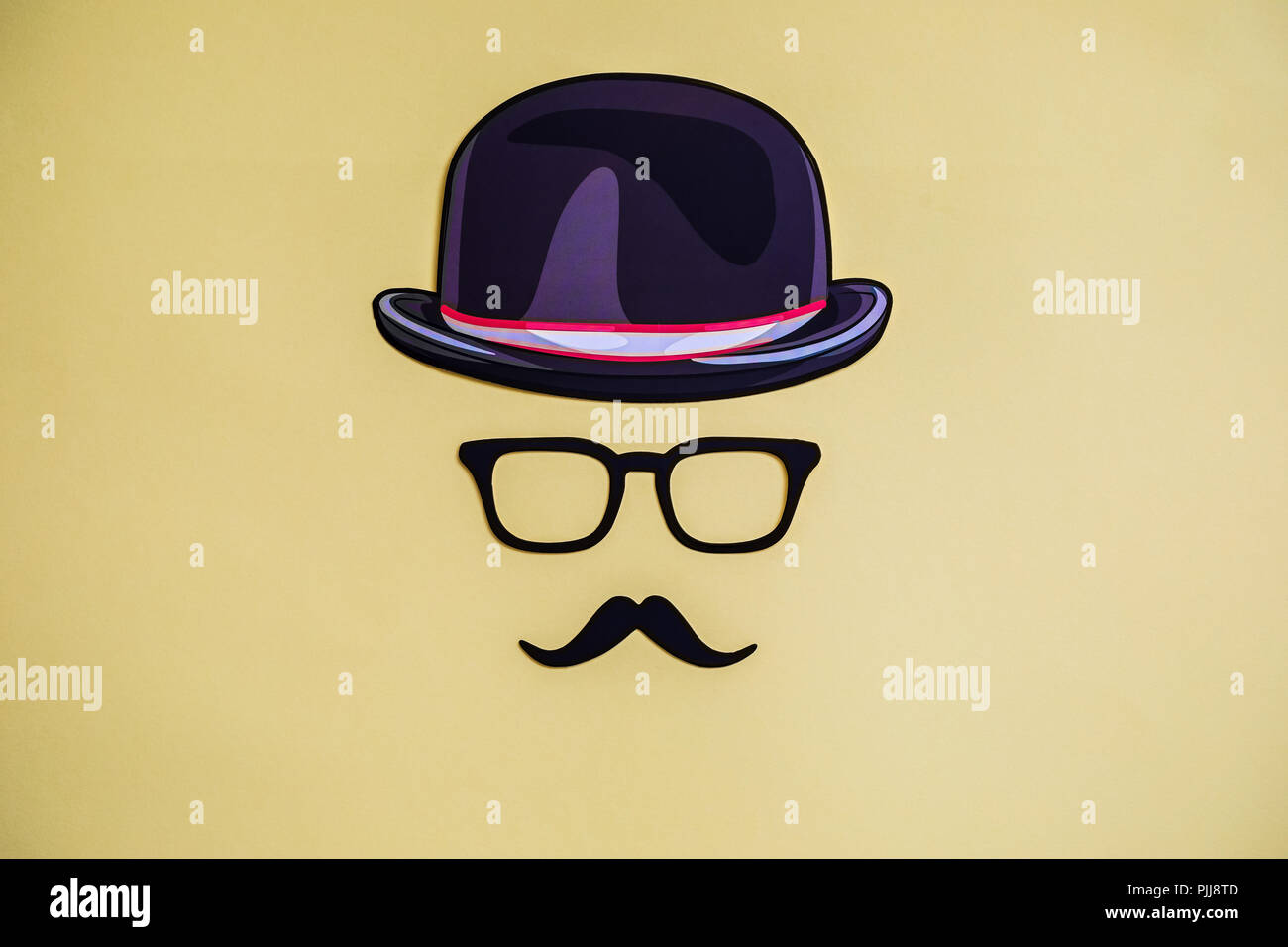 Happy Movember with Copy Space. Moustache photo booth props, yellow ...