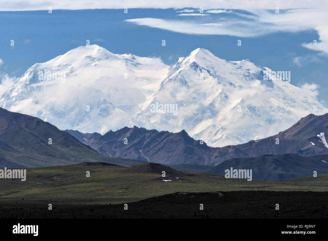 The twin peaks of Denali, the highest mountain in North America in a ...