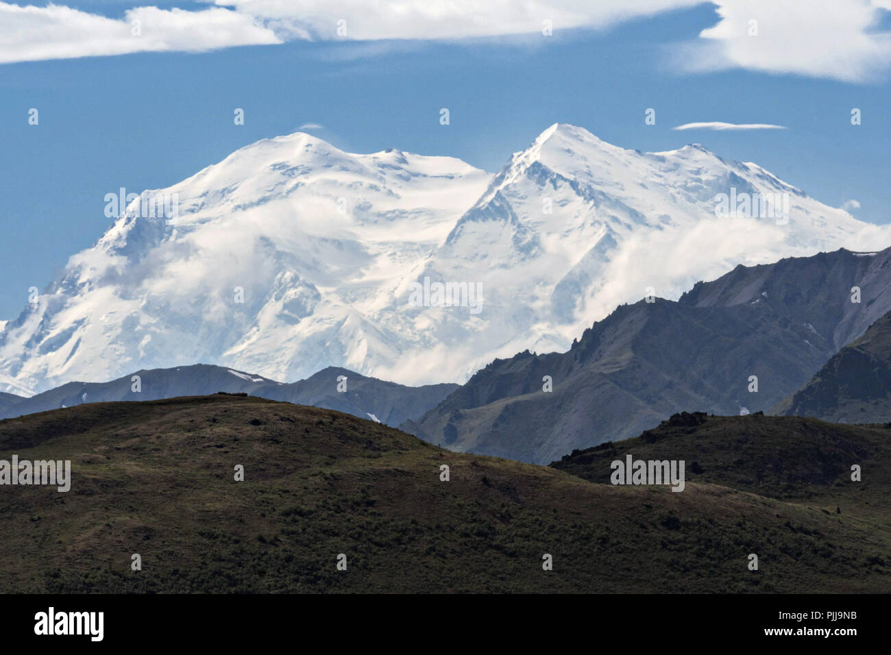 The twin peaks of Denali, the highest mountain in North America in a ...