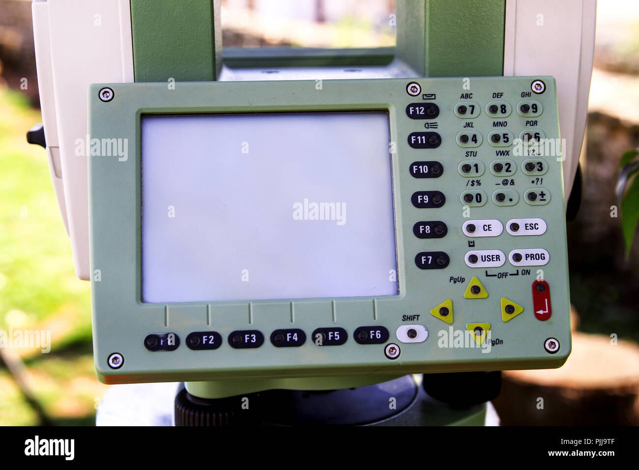 Part of total station instruments display and keyboard. Survey ...