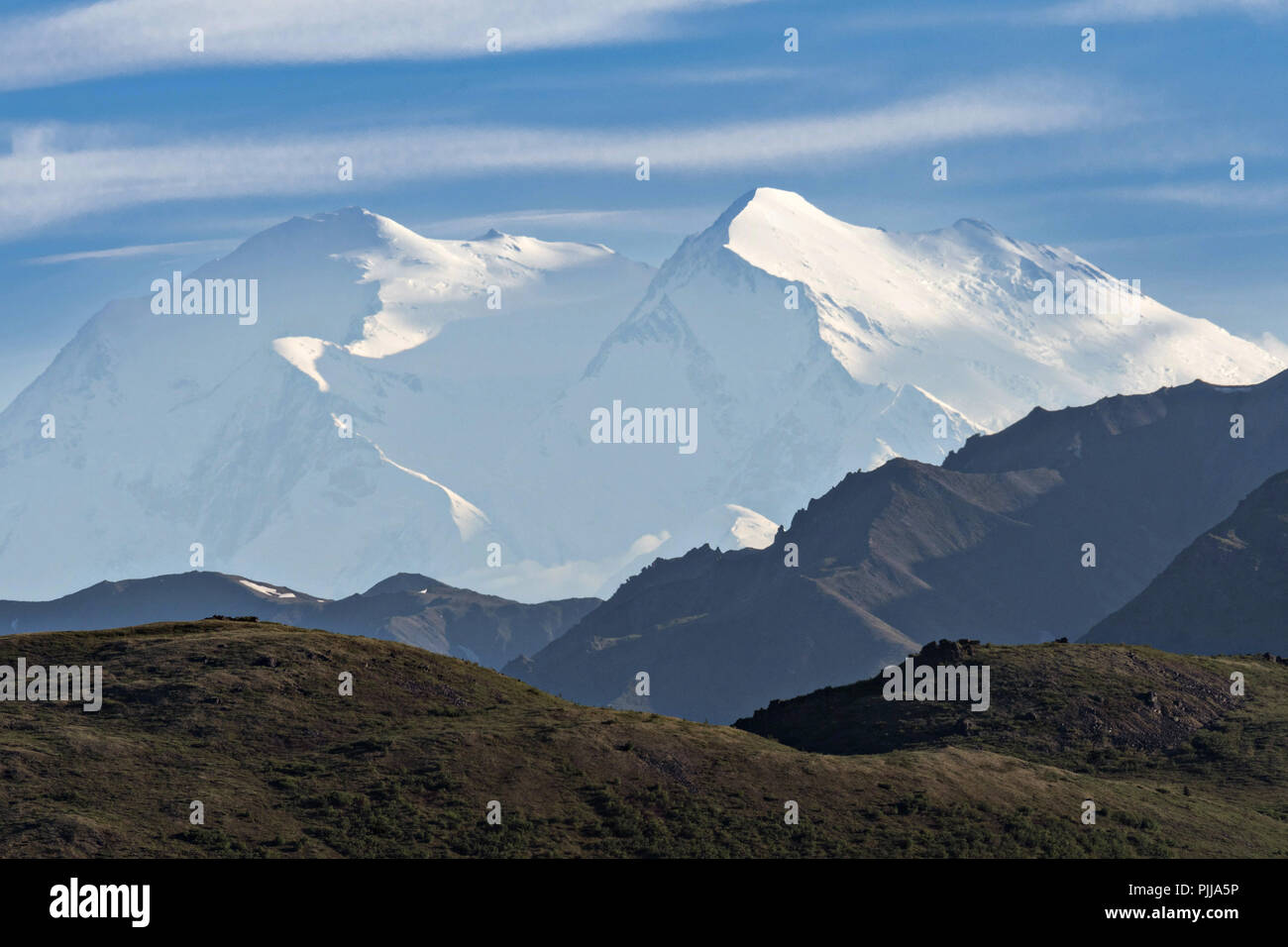 The twin peaks of Denali, the highest mountain in North America in a ...