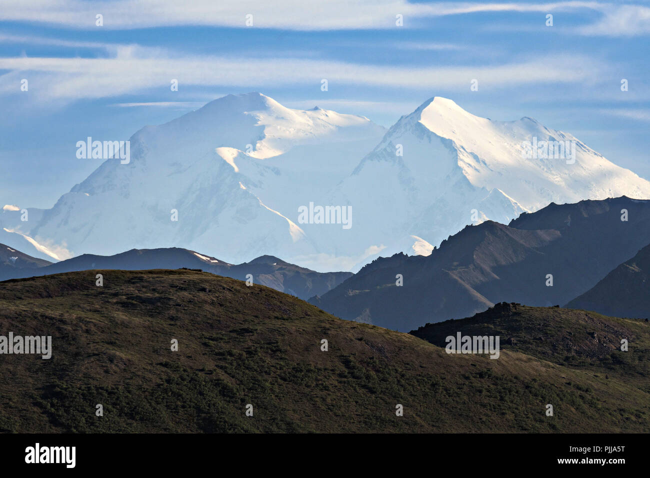 The twin peaks of Denali, the highest mountain in North America in a ...