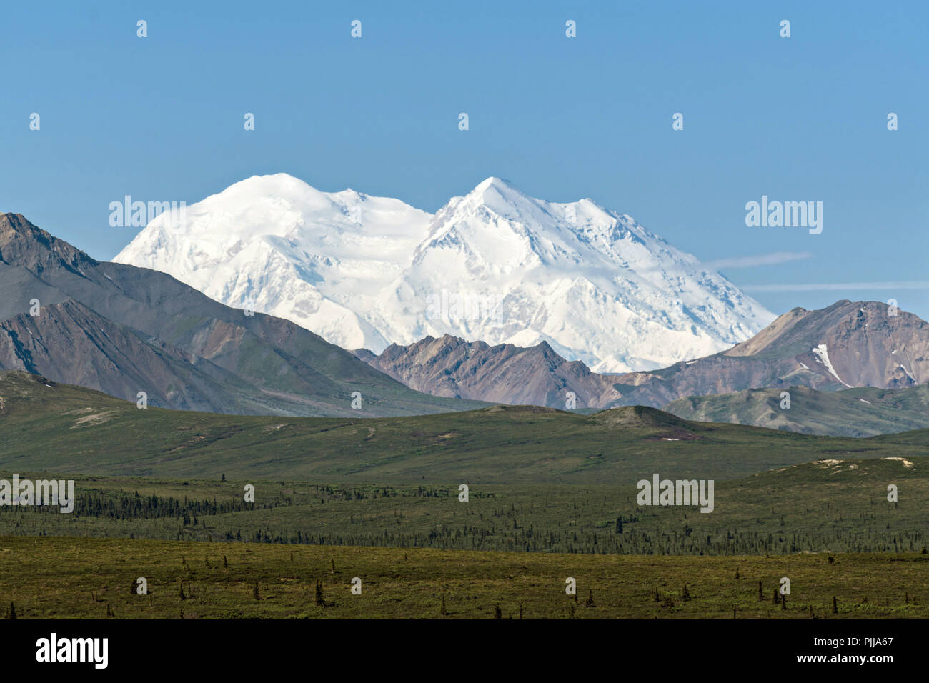The twin peaks of Denali, the highest mountain in North America in a ...