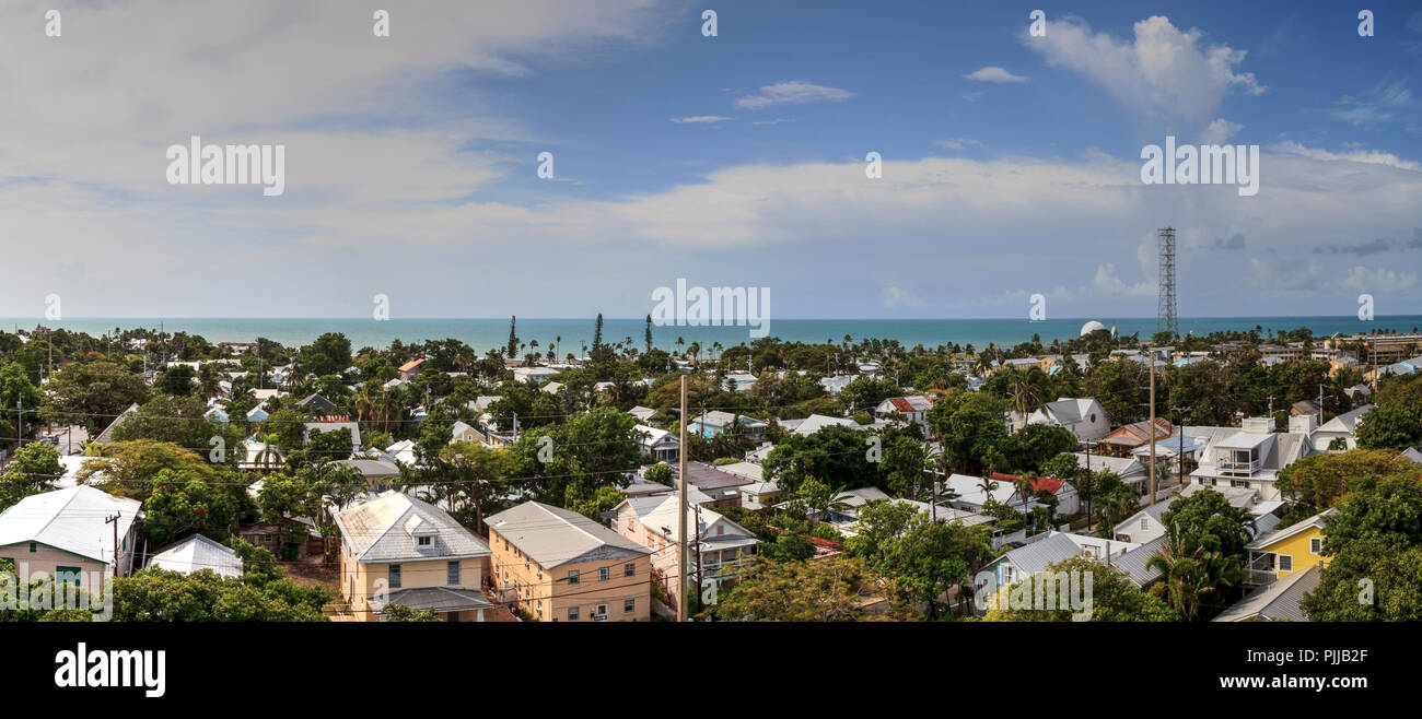 Aerial view of the Old Town part of Key West, Florida with the ocean in ...