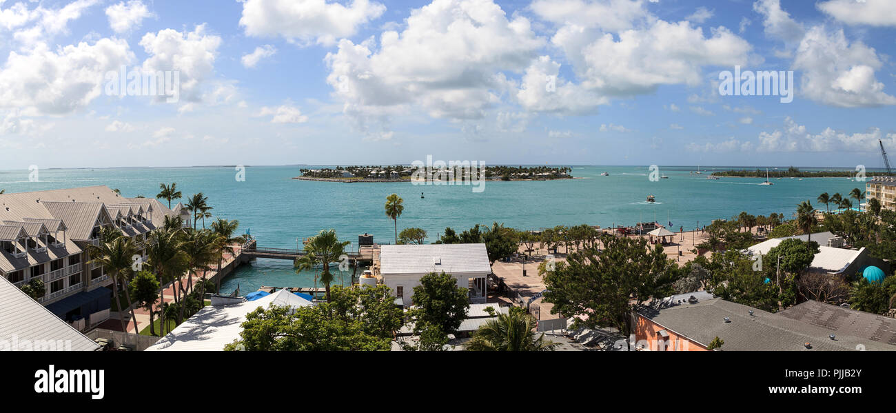Aerial view of the Old Town part of Key West, Florida with the ocean in ...
