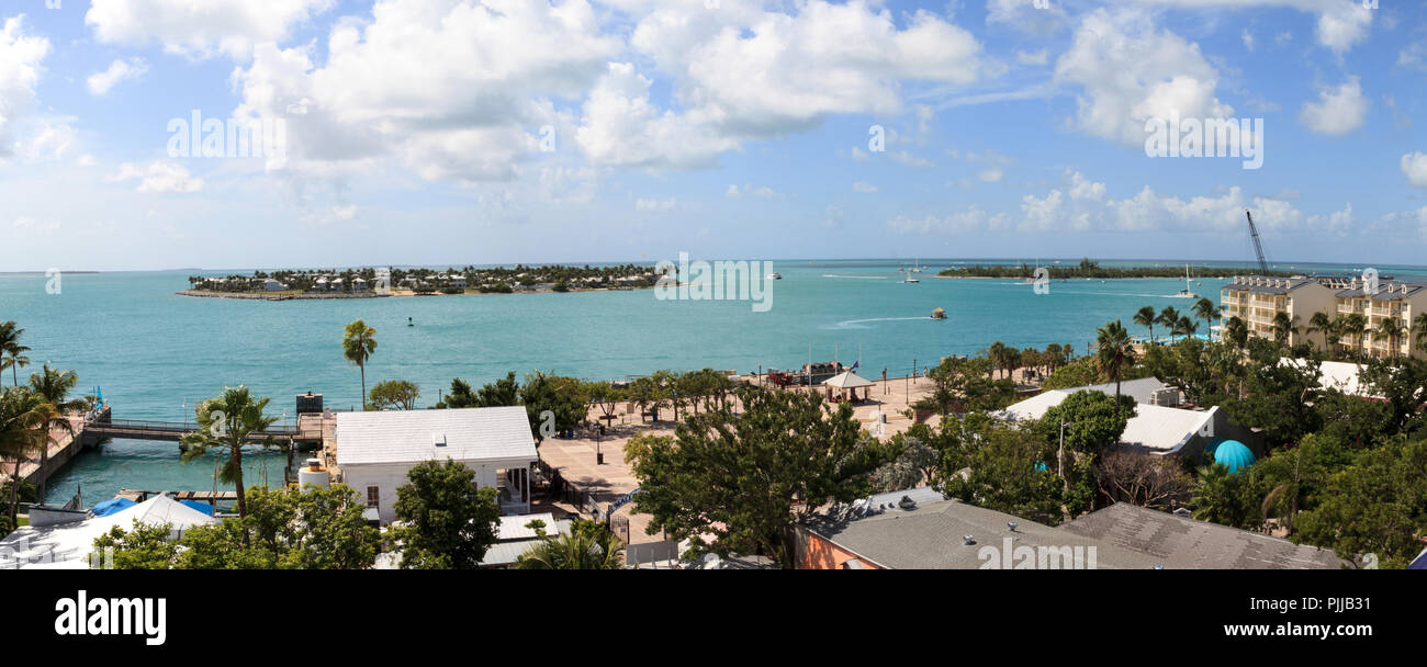 Aerial view of the Old Town part of Key West, Florida with the ocean in ...