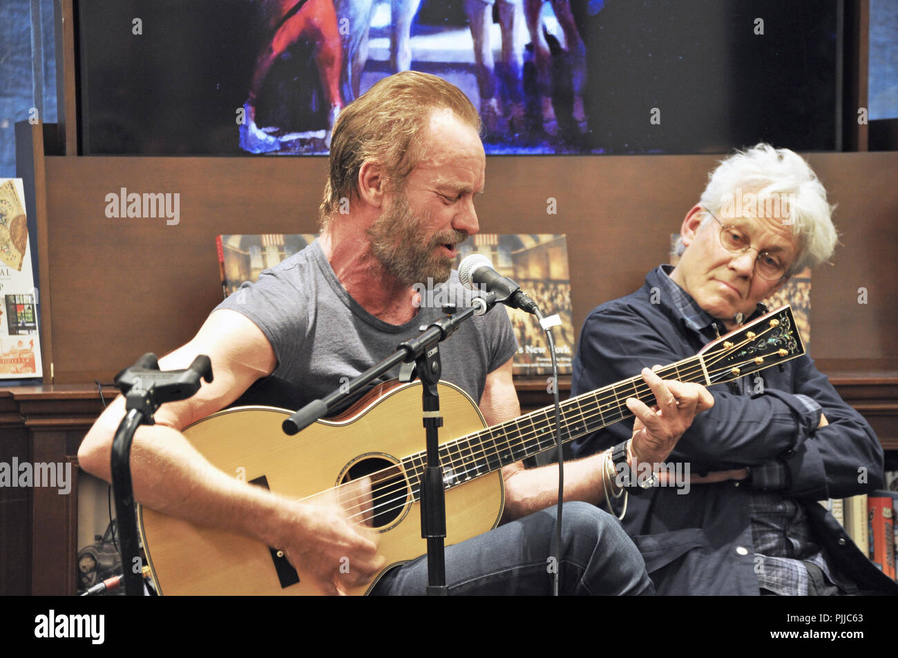 New York, NY. Sting joins his friend Bill Jacklin for his book signing ...