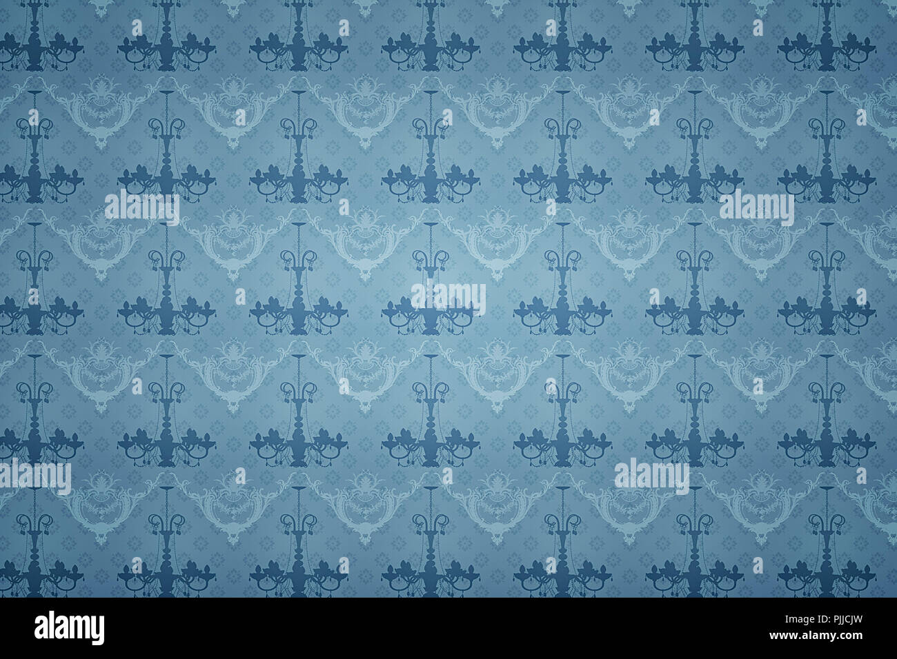A bright blue baroque wallpaper background Stock Photo - Alamy
