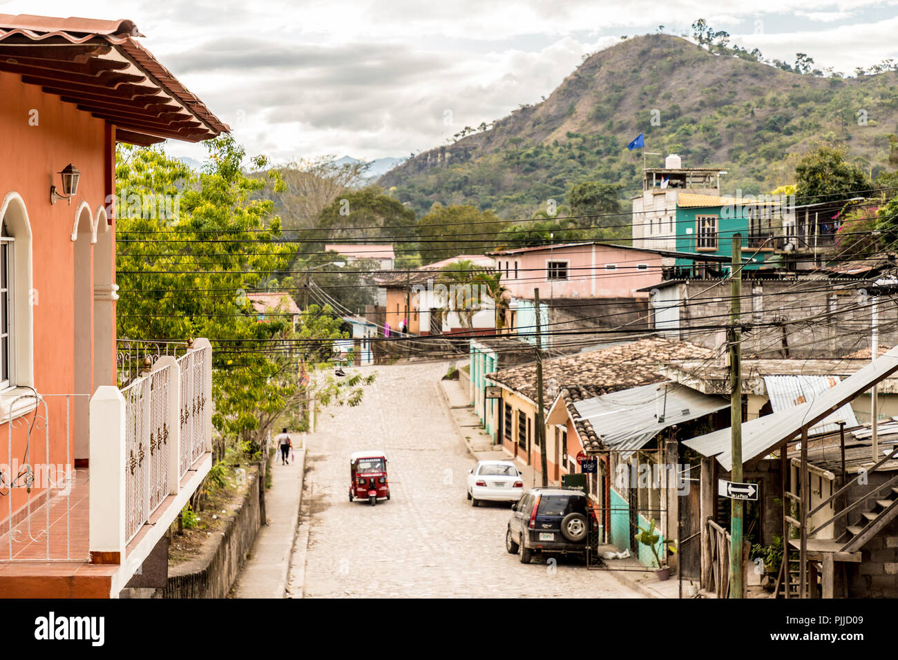 A typical view in Copan Town in Honduras Stock Photo - Alamy